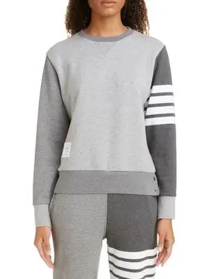 Thom Browne Thom Browne Four-Bar Cotton Sweatshirt Tonal Grey
