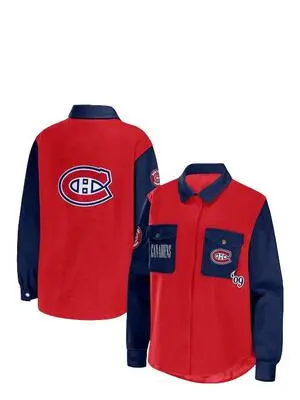 WEAR BY ERIN ANDREWS Colorblock Montreal Canadiens Shirt Jacket - Red