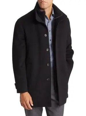 Nordstrom Wool Car Coat With Bib Insert Black