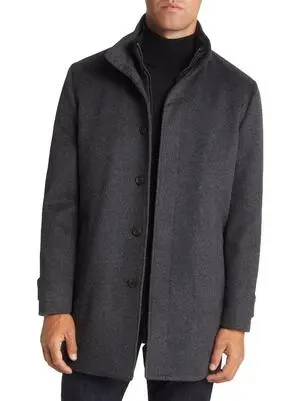 Nordstrom Wool Car Coat With Bib Insert Grey Phantom Marl