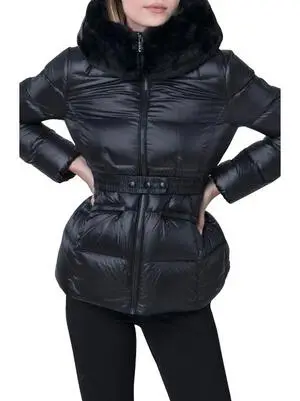 THE RECYCLED PLANET COMPANY Faux Fur Trimmed Puffer Jacket - Black