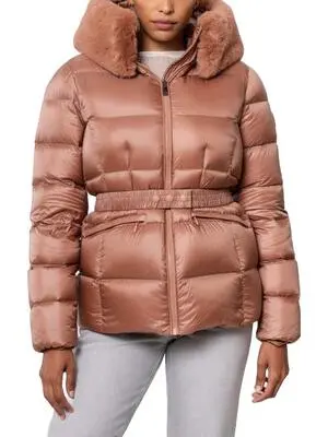 THE RECYCLED PLANET COMPANY Faux Fur Trimmed Puffer Jacket - Mocha