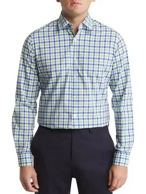 DUCHAMP Tailored Fit Gingham Dress Shirt - Green