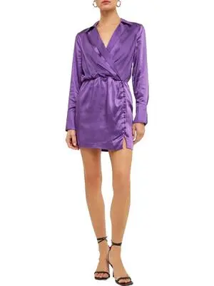 Endless Rose Long Sleeve Satin Minidress - Purple