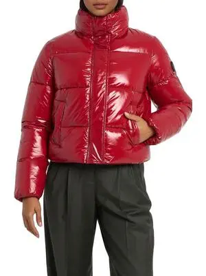 NOIZE Coco Crop Puffer Jacket - Scarlet