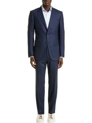 Zegna Prince Of Wales Plaid Centoventimila Wool Suit - Navy
