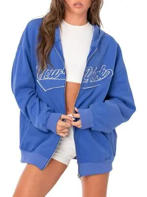 EDIKTED New York Oversized Zip-up Hoodie - Blue