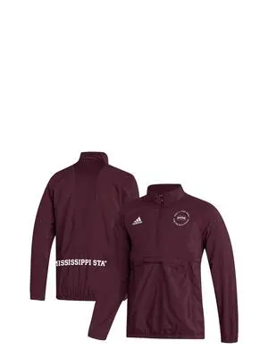 Adidas Mississippi State Bulldogs Aeroready Half-zip Jacket - Maroon