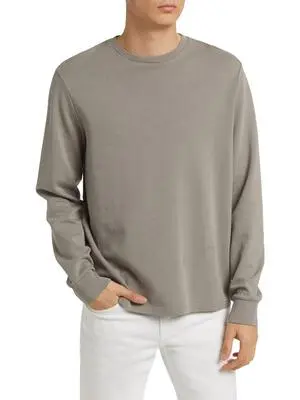 FRAME Duo Fold Long Sleeve Cotton T-Shirt Heather Grey