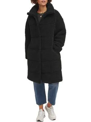 LEVI'S Quilted Fleece Long Teddy Coat - Black