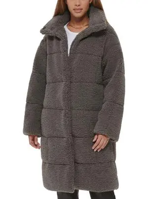 LEVI'S Levi's Quilted Fleece Long Teddy Coat Carbon Grey