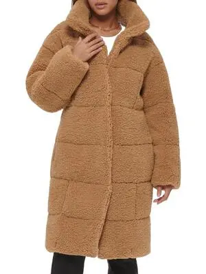 LEVI'S Levi's Quilted Fleece Long Teddy Coat Chestnut