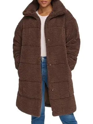 LEVI'S Levi's Quilted Fleece Long Teddy Coat Chocolate Brown