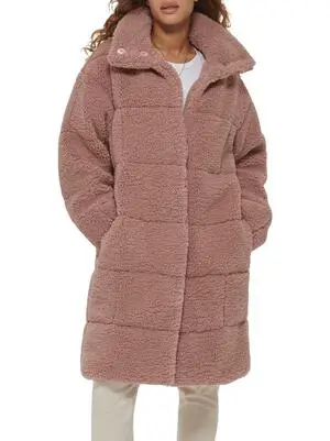 LEVI'S Levi's Quilted Fleece Long Teddy Coat Mauve