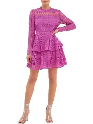 Endless Rose Tiered Lace Minidress - Orchid