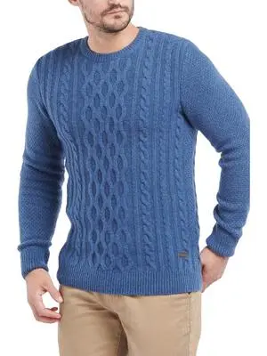 Barbour Essential Chunky Cable Crewneck Sweater - Denim Marl