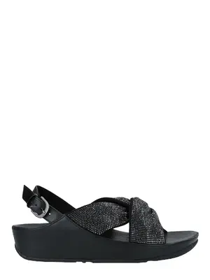 Fitflop Rhinestone Embellished Wedge Sandals - Black