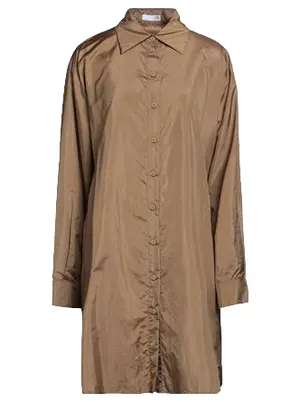 DOUUOD Mini Shirt Dress Brown