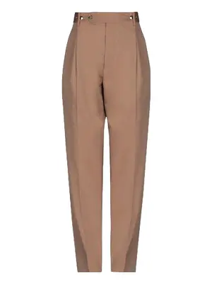 GRIFONI Tapered Virgin Wool-Cotton Blend Trousers Beige
