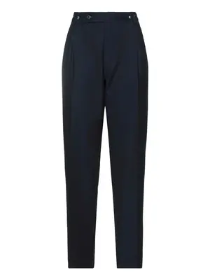 GRIFONI Tapered Virgin Wool-Cotton Blend Trousers Dark Blue