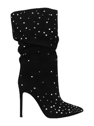 Paris Texas Leather Boots With Appliqués And Crystals Black