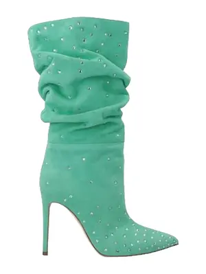 Paris Texas Leather Boots With Appliqués And Crystals Green