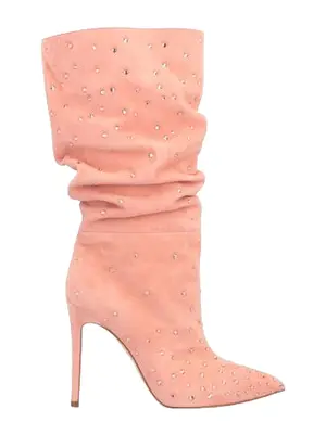 Paris Texas Leather Boots With Appliqués And Crystals Pink