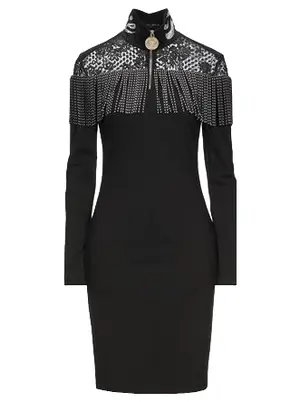 FRANKIE MORELLO Mini Dress With Lace And Crystals - Black