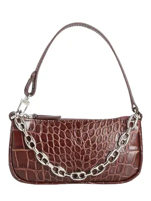 By Far Cream Cowhide Baguette Bag Brown