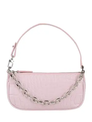By Far Cream Cowhide Baguette Bag Pink