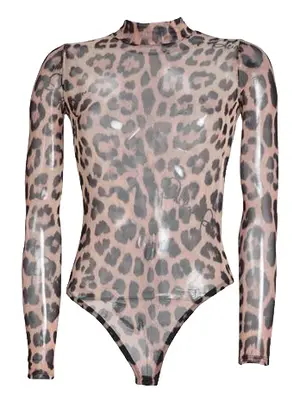Philipp Plein Leopard Print Bodysuit Camel