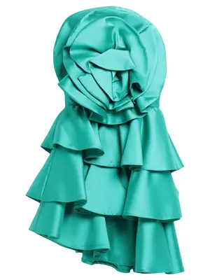 SIMONA CORSELLINI Mini Pleated Dress Emerald Green