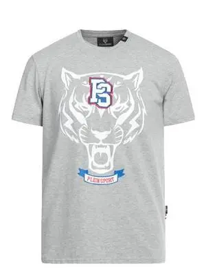 PLEIN SPORT Man T-shirt Midnight Blue Size M Cotton, Elastane Light Grey