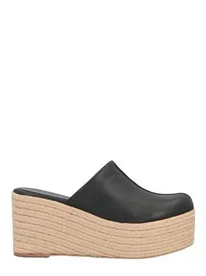 PALOMA BARCELO Leather Espadrilles With Wedge Black