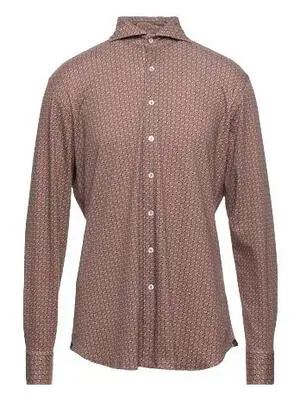 LARDINI Man Shirt Camel Size M Cotton