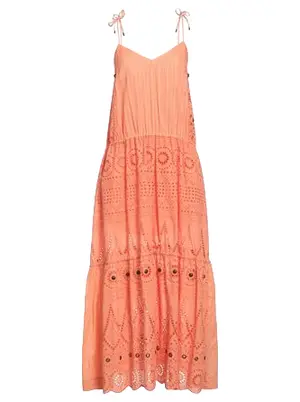 SIMONA CORSELLINI Maxi Dress In Polyester And Cotton Salmon Pink