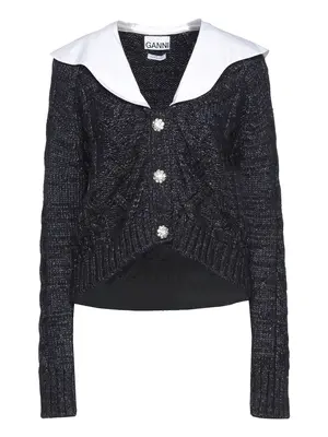 GANNI GANNI Mélange Knit Cardigan Dark Blue