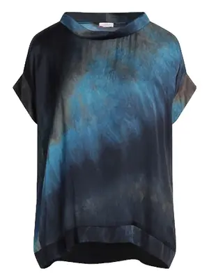Rossopuro ROSSOPURO Satin Tie-Dyed Top Navy Blue