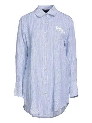 John Richmond Linen Shirt With Striped Print - Blue