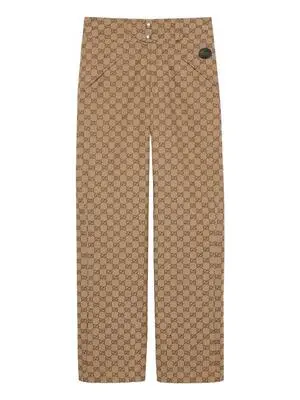 Gucci Gg Cotton Canvas Pants - Beige