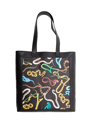 SELETTI Snakes Print Tote Bag - Black/yellow/blue