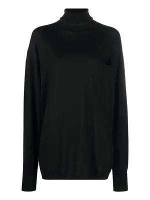 QUIRA Ribbed-knit Roll Neck Jumper - Black