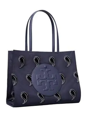 Tory Burch Small Ella Printed Tote Medium Navy Pajama Print