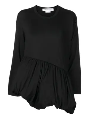 Comme Des Garçons Gathered-hem Blouse - Black