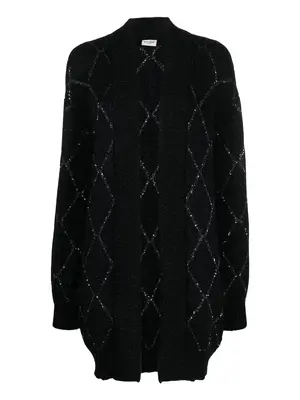 Saint Laurent Metallic-threading Cardigan Coat - Black