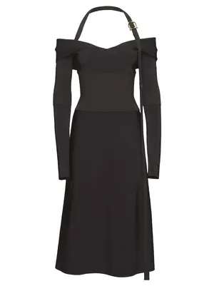 FERRAGAMO Off-shoulder Midi Dress - Black
