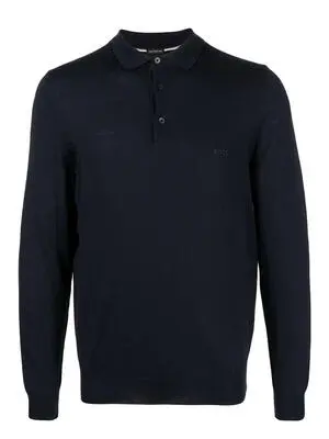 BOSS Virgin Wool Polo Shirt - Blue
