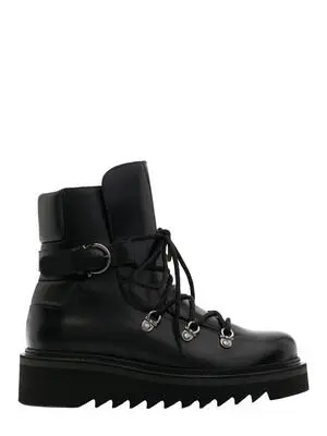 FERRAGAMO Elimo Leather Lace-up Boots - Black
