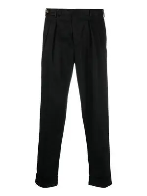 PT TORINO Box-pleat Tapered Trousers - Black