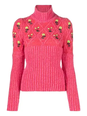 CORMIO Oma Floral-embroidered Jumper - Pink